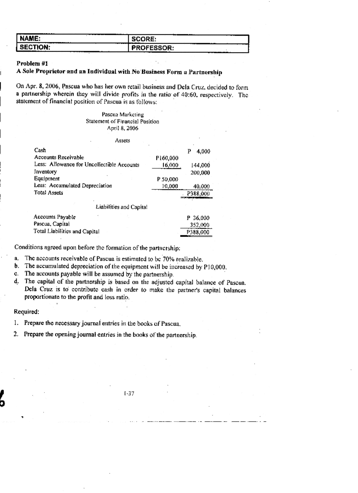Exercise No. 1 - Accountancy - Studocu