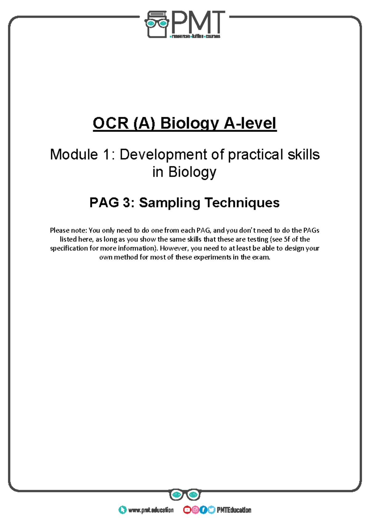 PAG 03 - Sampling Techniques 230317 144510 - OCR (A) Biology A-level ...