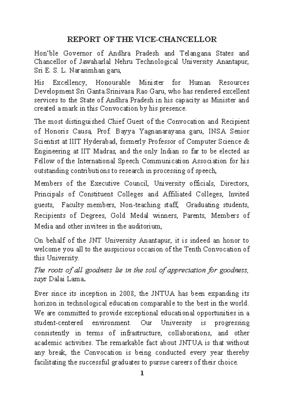 VC Report Full 1000 Book - REPORT OF THE VICE-CHANCELLOR Hon’ble ...