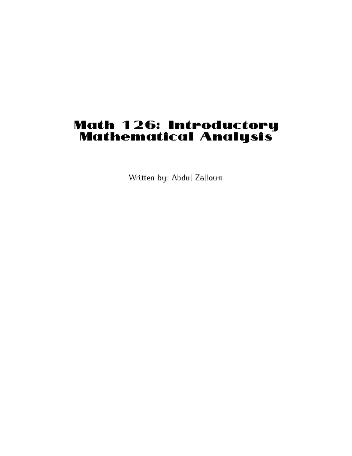 Math 126 ppt - note - Math 126: Introductory Mathematical Analysis ...