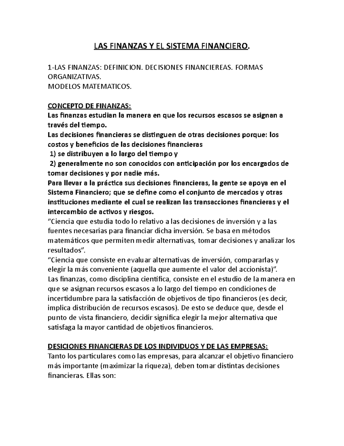 Administracion Financiera - LAS FINANZAS Y EL SISTEMA FINANCIERO. 1-LAS ...