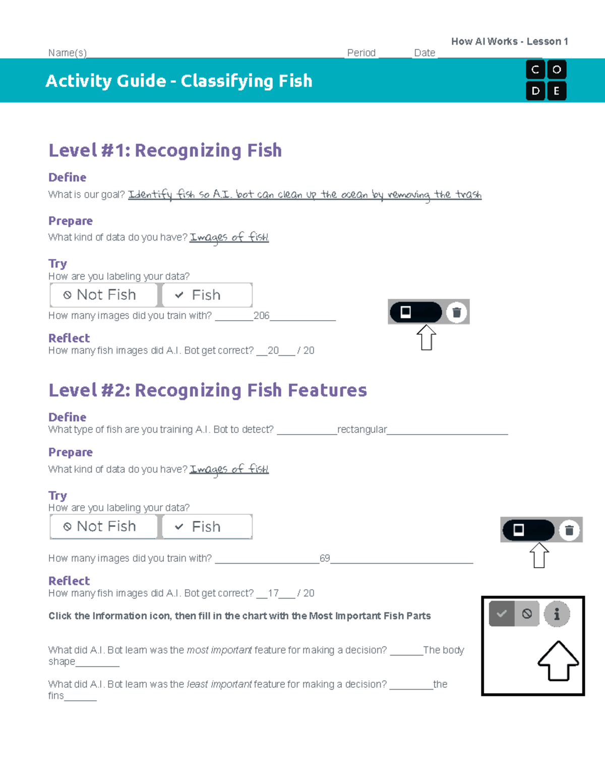 Copy of Copy of Lesson 1 - Activity Guide - Classifying Fish - How AI ...