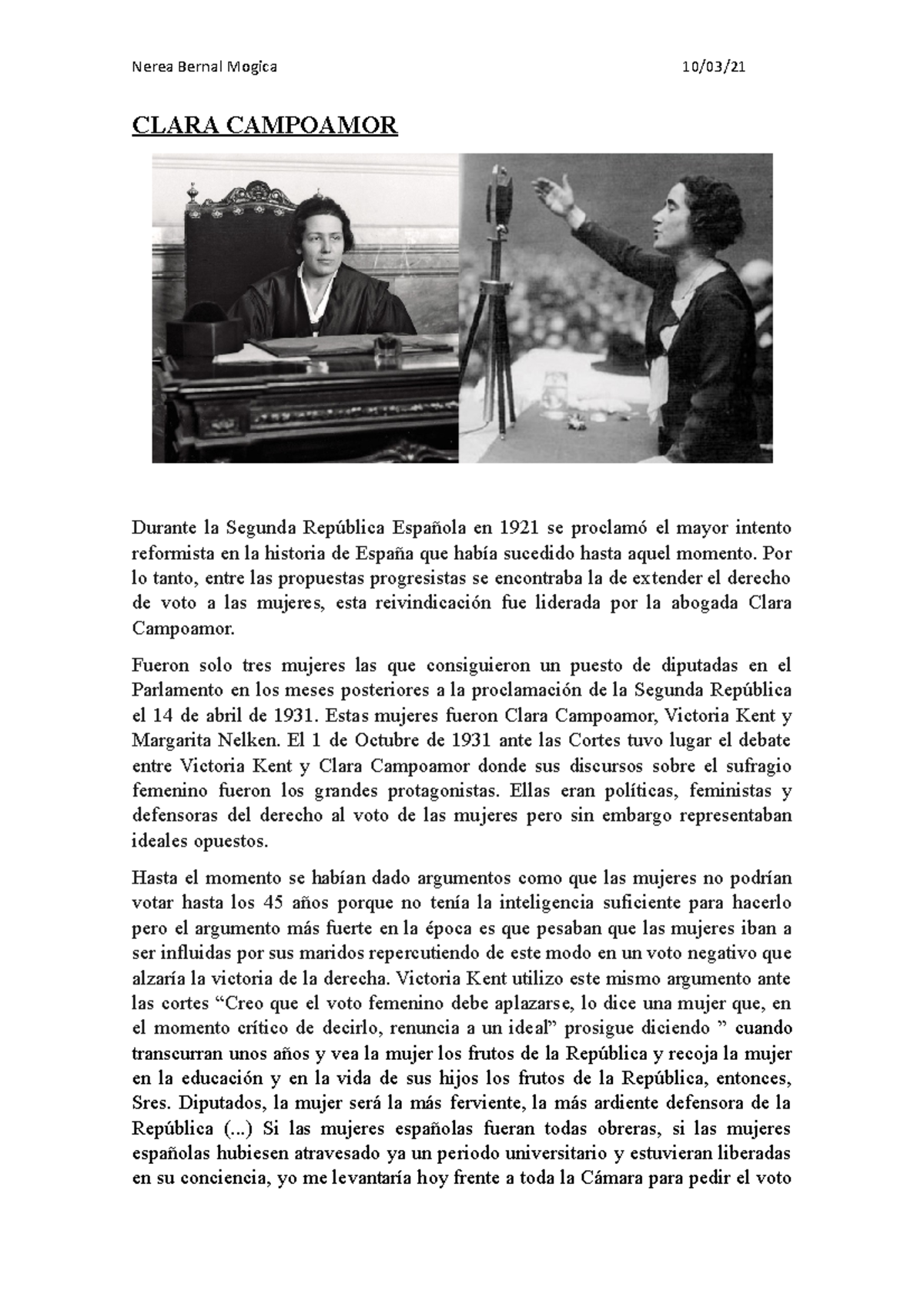 Clara Campoamor - Práctica de historia del derecho. Prof: Rafael Javier ...