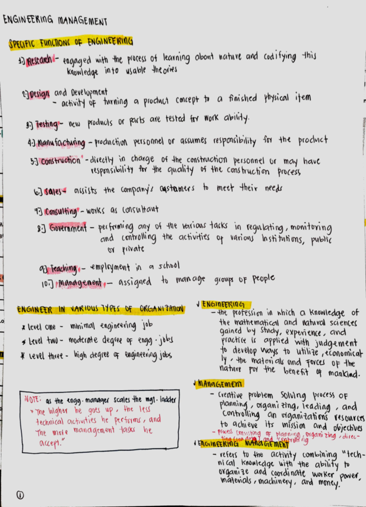 Engineering Management Lesson 1 - Studocu