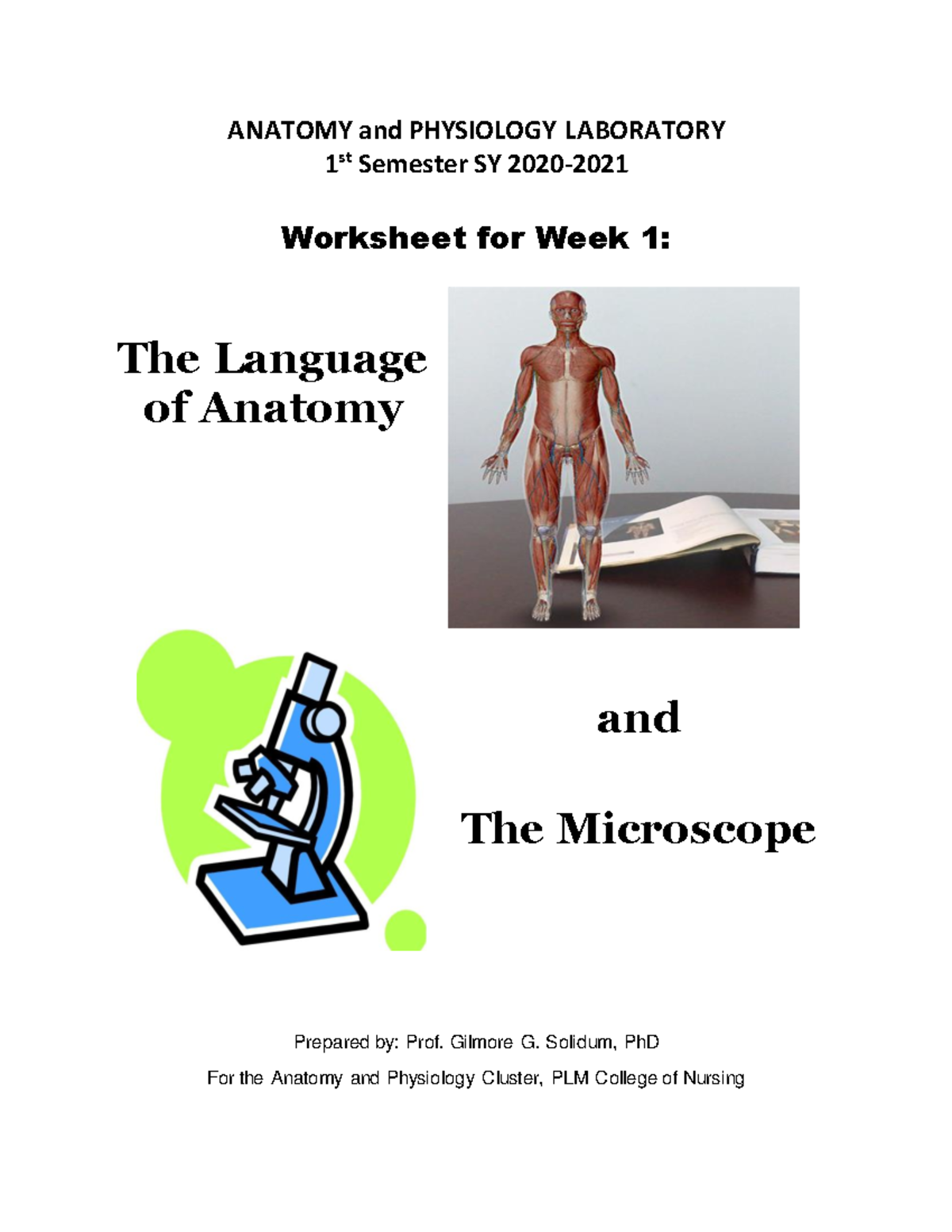 Worksheet week 1 Language and Microscope - ANATOMY and PHYSIOLOGY ...
