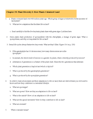 EXAM Review Guide EXAM 1 Gen Bio II Chapters 19 to 30 - EXAM 1 Chapters ...