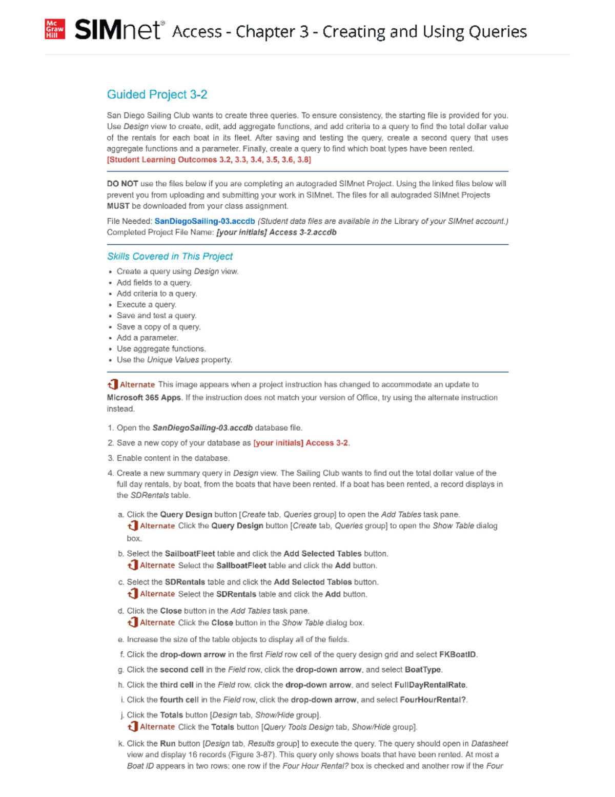 VOIM112 - Guided Project 3-2 OCR - ffl SIM net®Access - Chapter 3 - Creating and Using Queries ...