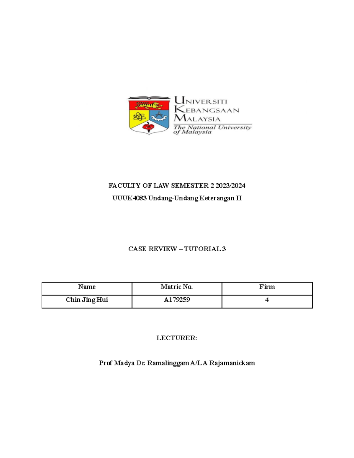 Case Review for Muhammad Adib Sufyan bin Azman v Public Prosecutor ...