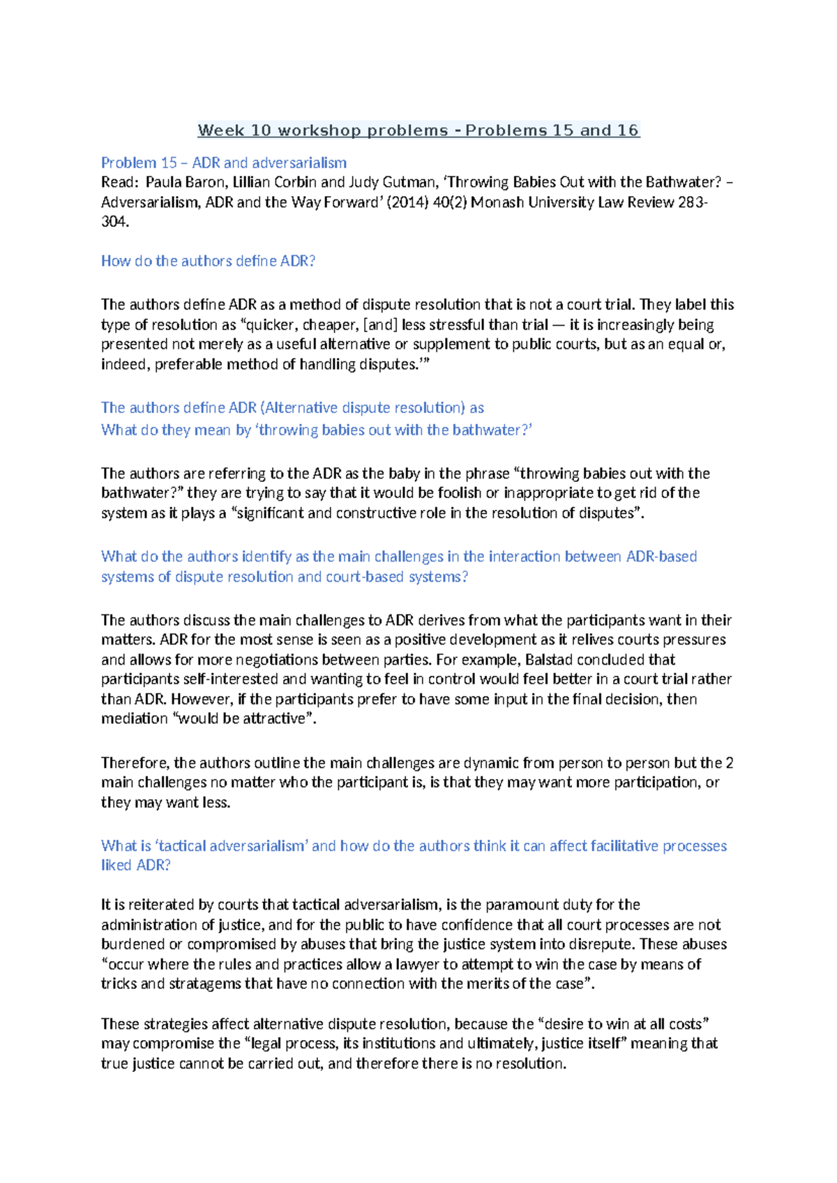 Week 10 workshop problems - Problems 15 and 16 - Week 10 workshop problems - Problems 15 and 16 ...