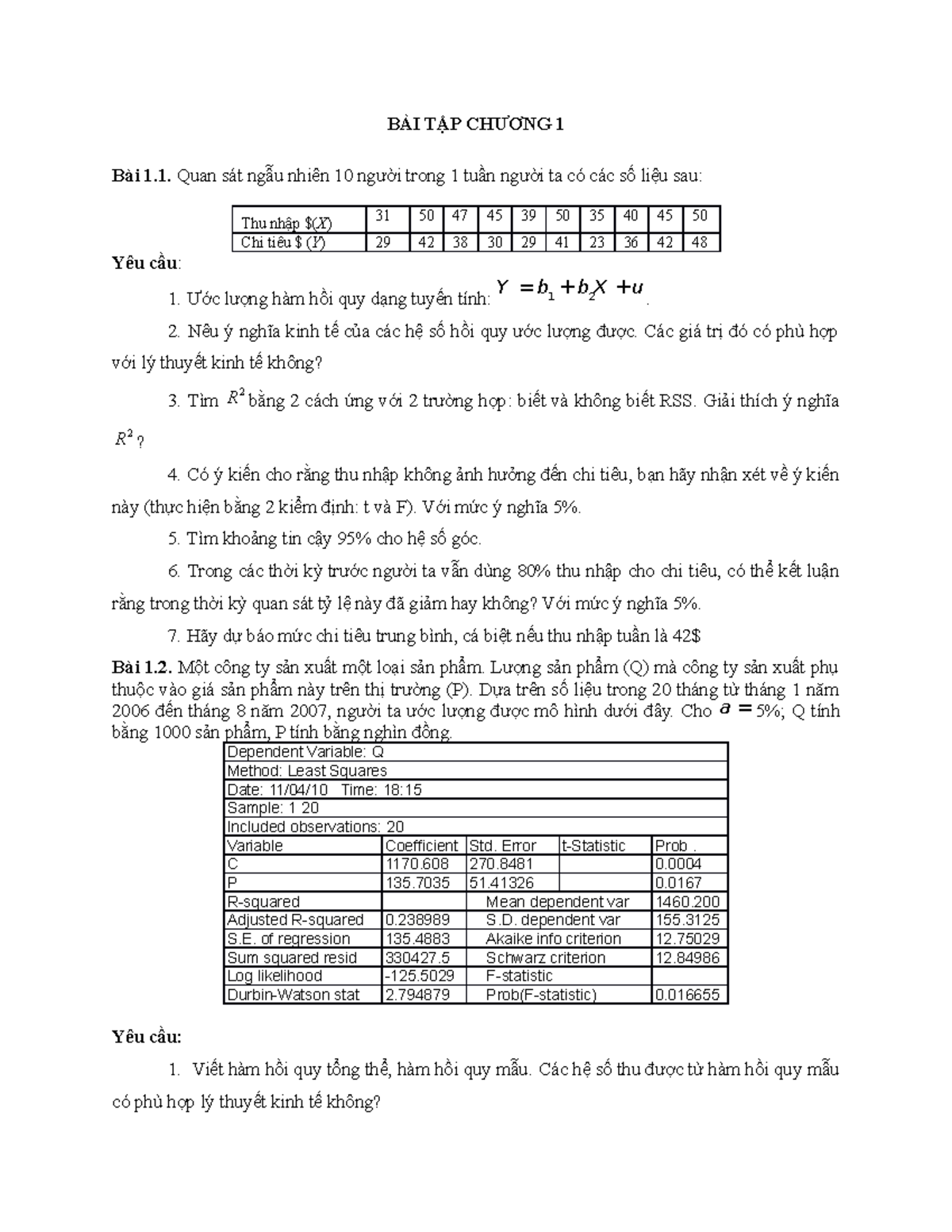 BT KTL chuong 1 2021-2022 Đại học Ngân Hàng Thành phố Hồ Chí Minh năm học 2021-2022 - BÀI TẬP ...