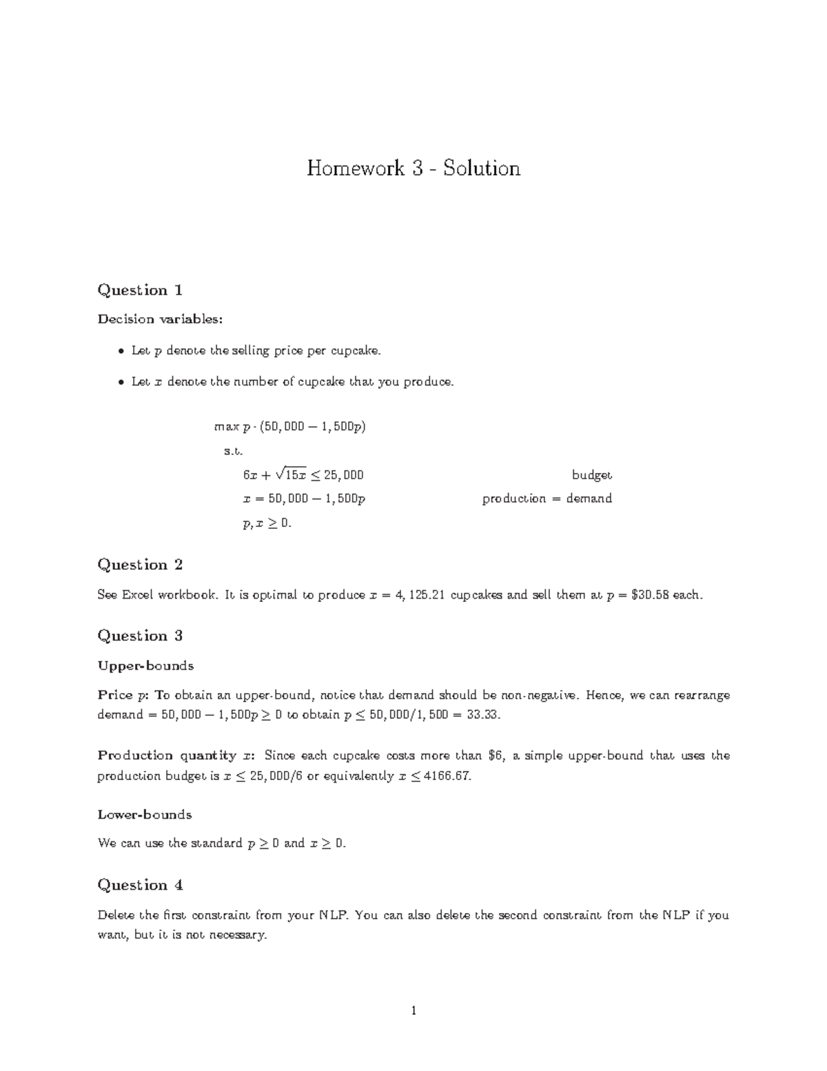 Homework 3- Solution - Homework 3 - Solution Question 1 Decision ...