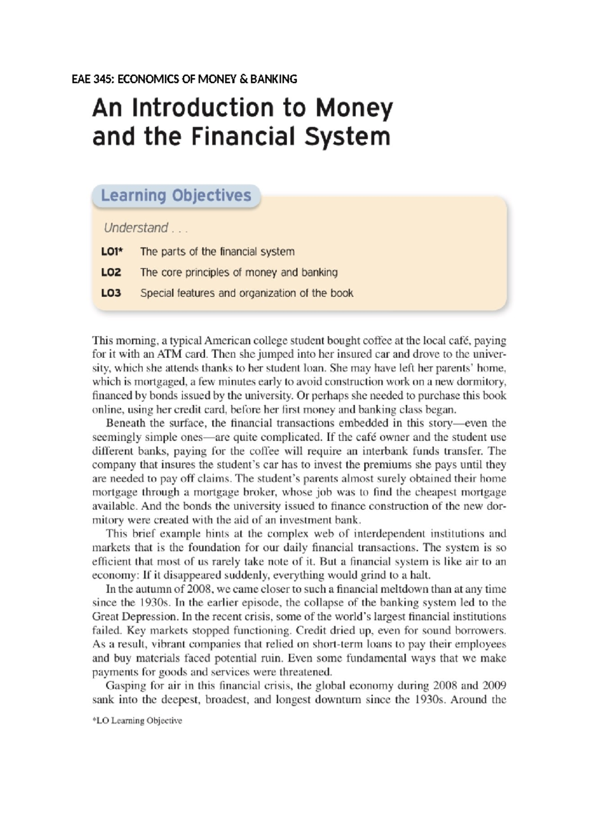 EAE 345 Notes 1 Financial System AND CORE Principles - EAE 345 ...