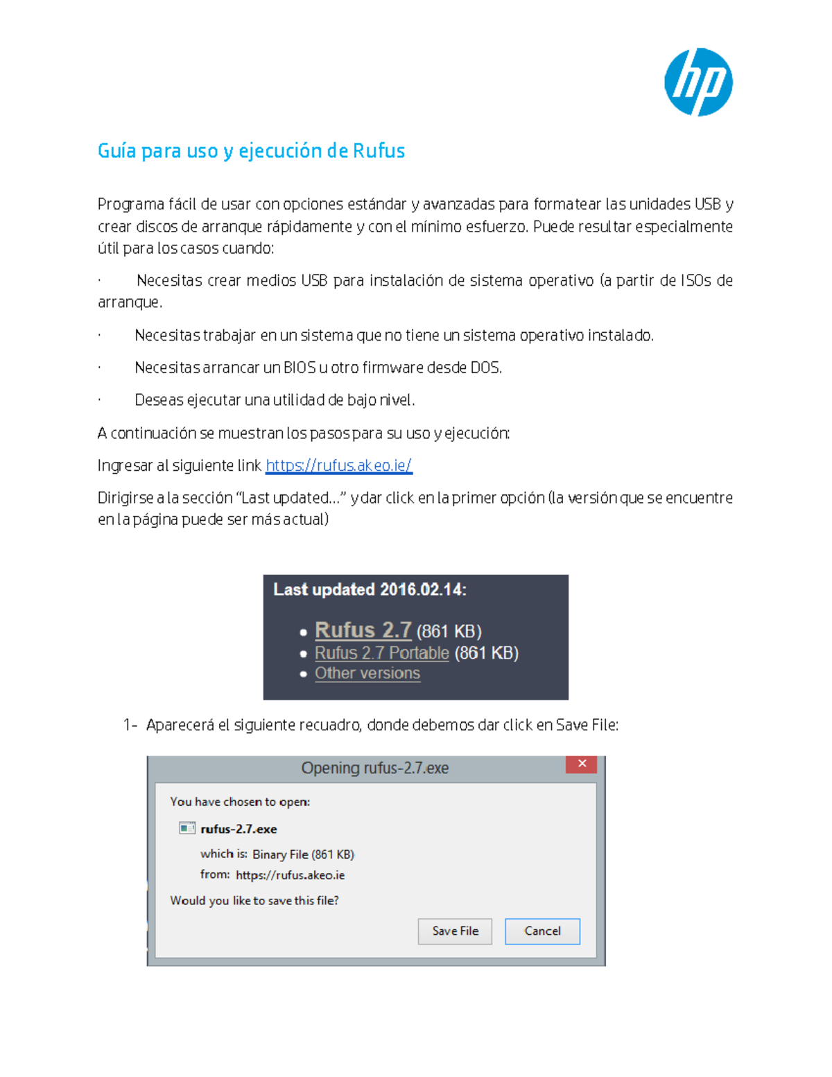 Guia oficial de Rufus - GuÌa para uso y ejecuciÛn de Rufus Programa f ...