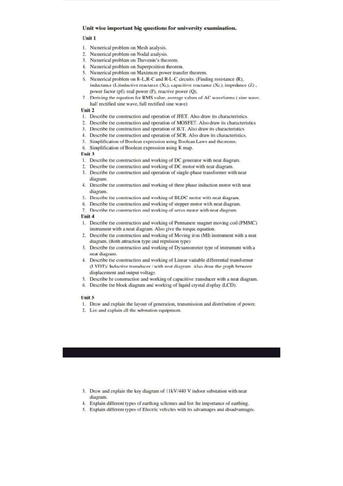 Eee imp questions - Electrical And Electronics Measurement - Studocu