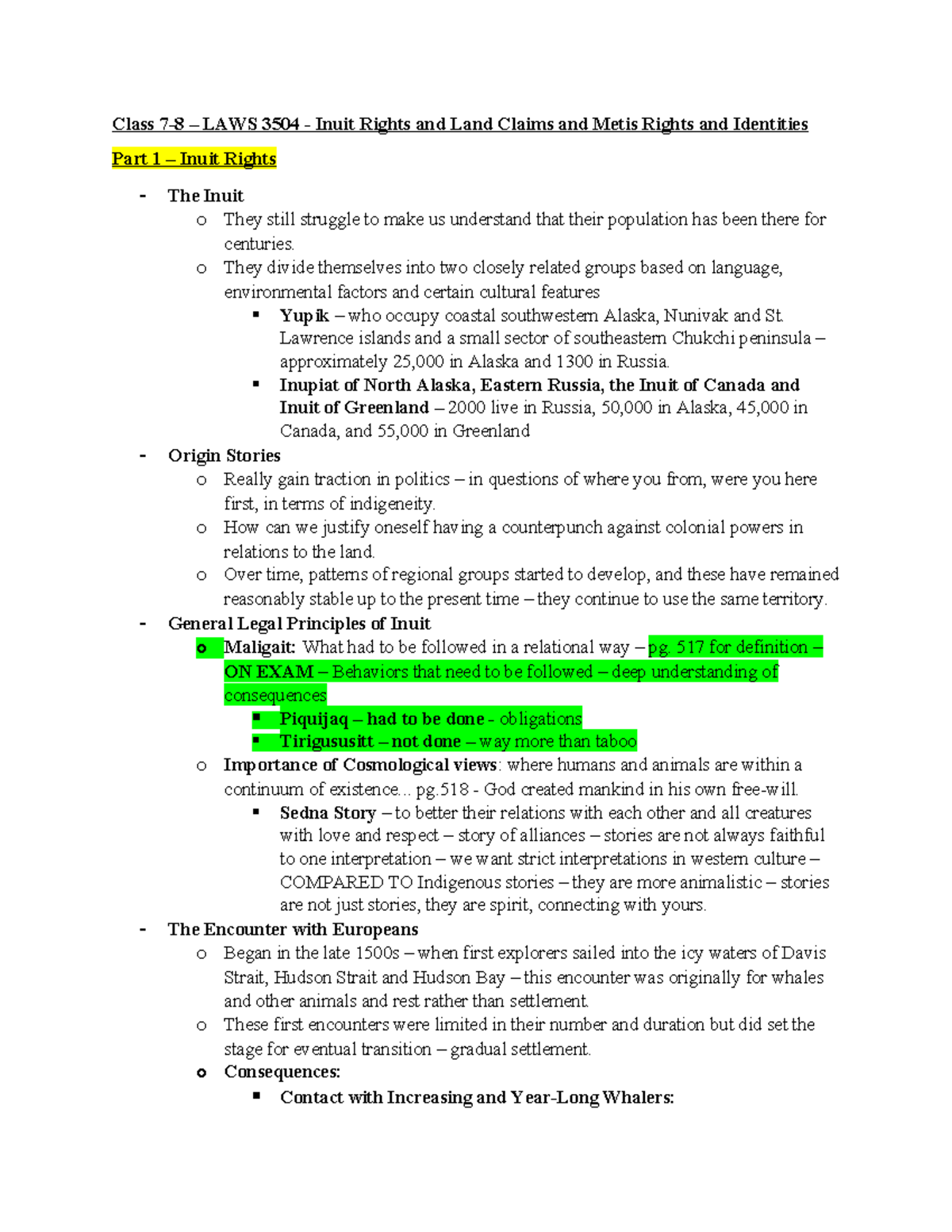 Week 7 &8 Inuit Rights and Land Claims - Metis Rights and Identities ...