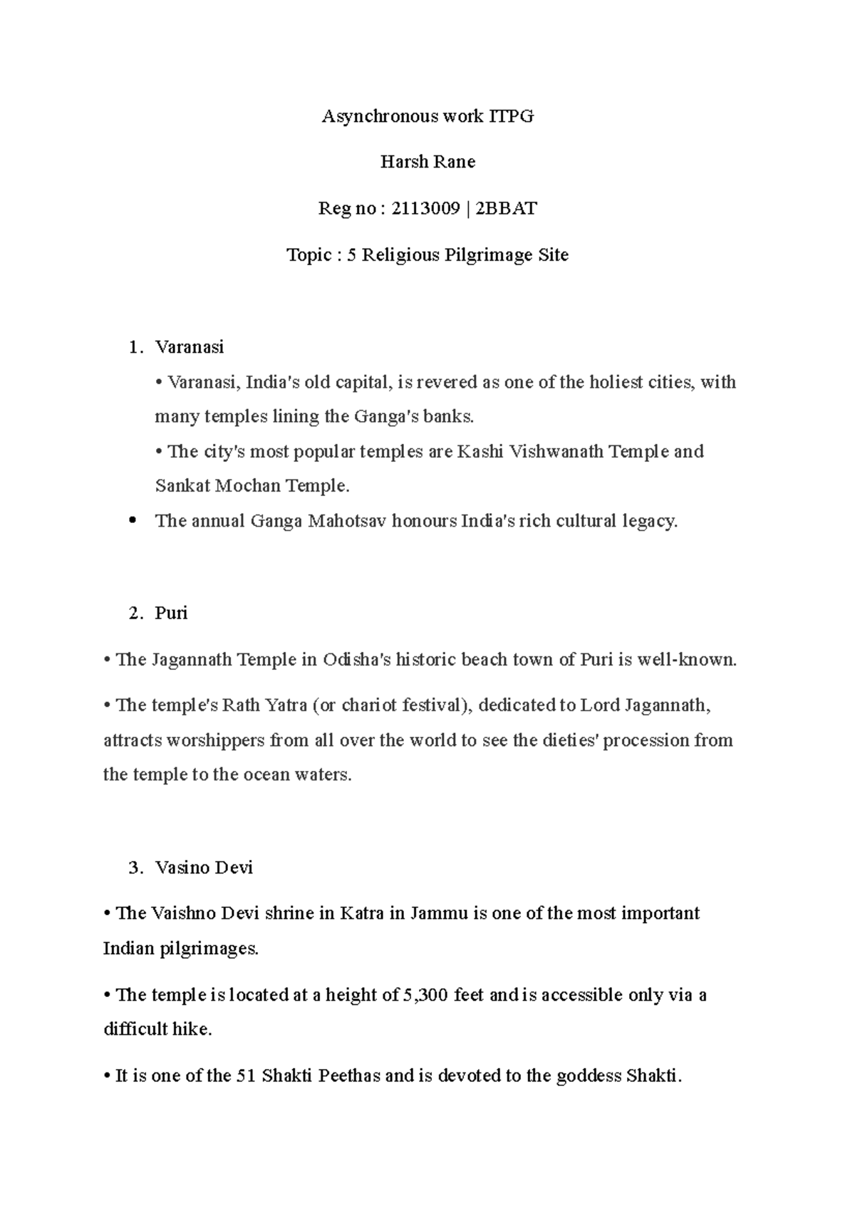 Asynchronous Work Itpg Asynchronous Work Itpg Harsh Rane Reg No 2113009 2bbat Topic 5 