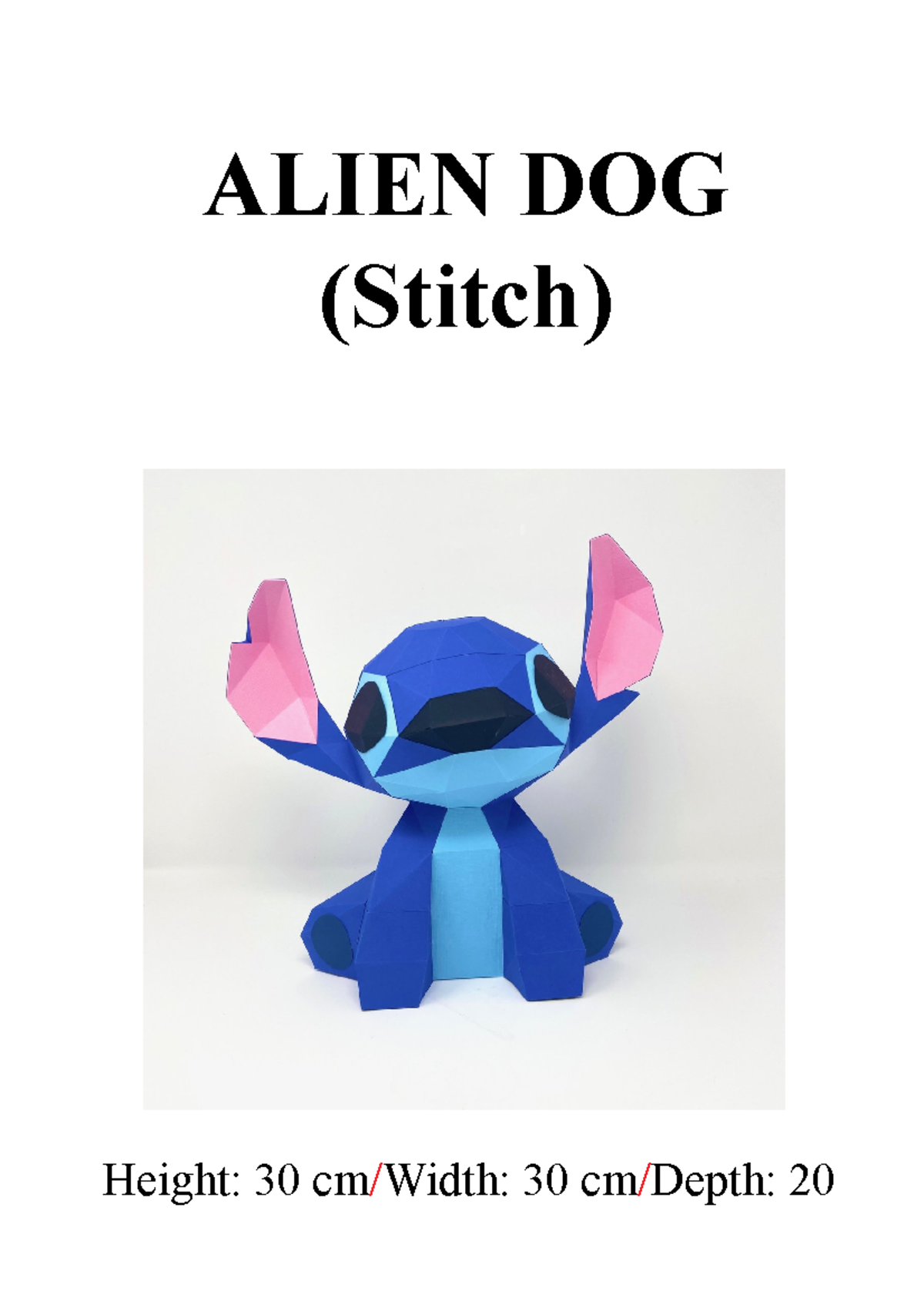 Stitch Angel A4 - .... - ALIEN DOG (Stitch) Height: 30 cm/Width: 30 cm ...