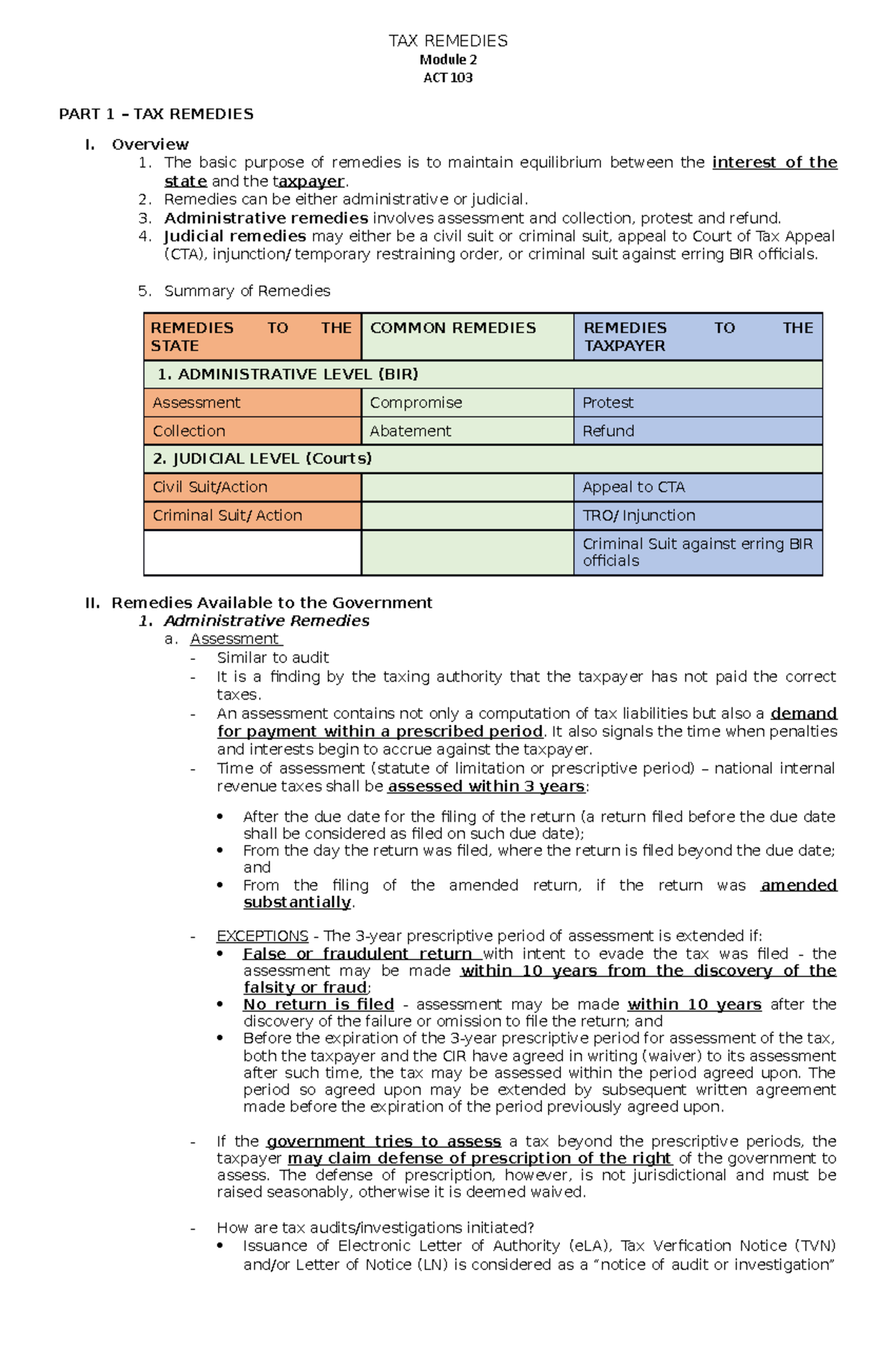 2 - Tax Remedies for Income Taxation. BS Accountancy 2nd Year College ...