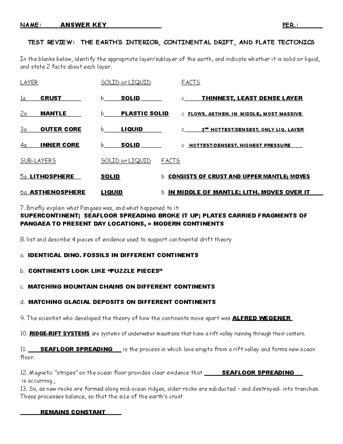 Cdrift-ptec-testreview-key - NAME: ANSWER KEY PER.: TEST REVIEW: THE ...