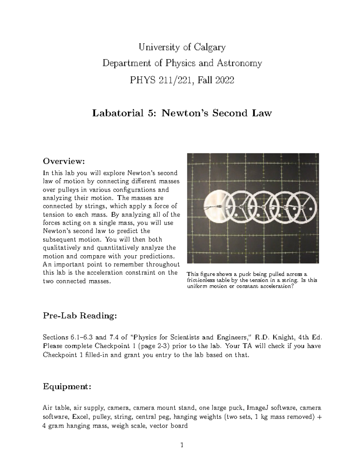 Phys211 221-Labatorial 05-FA2022 - University of Calgary Department of ...