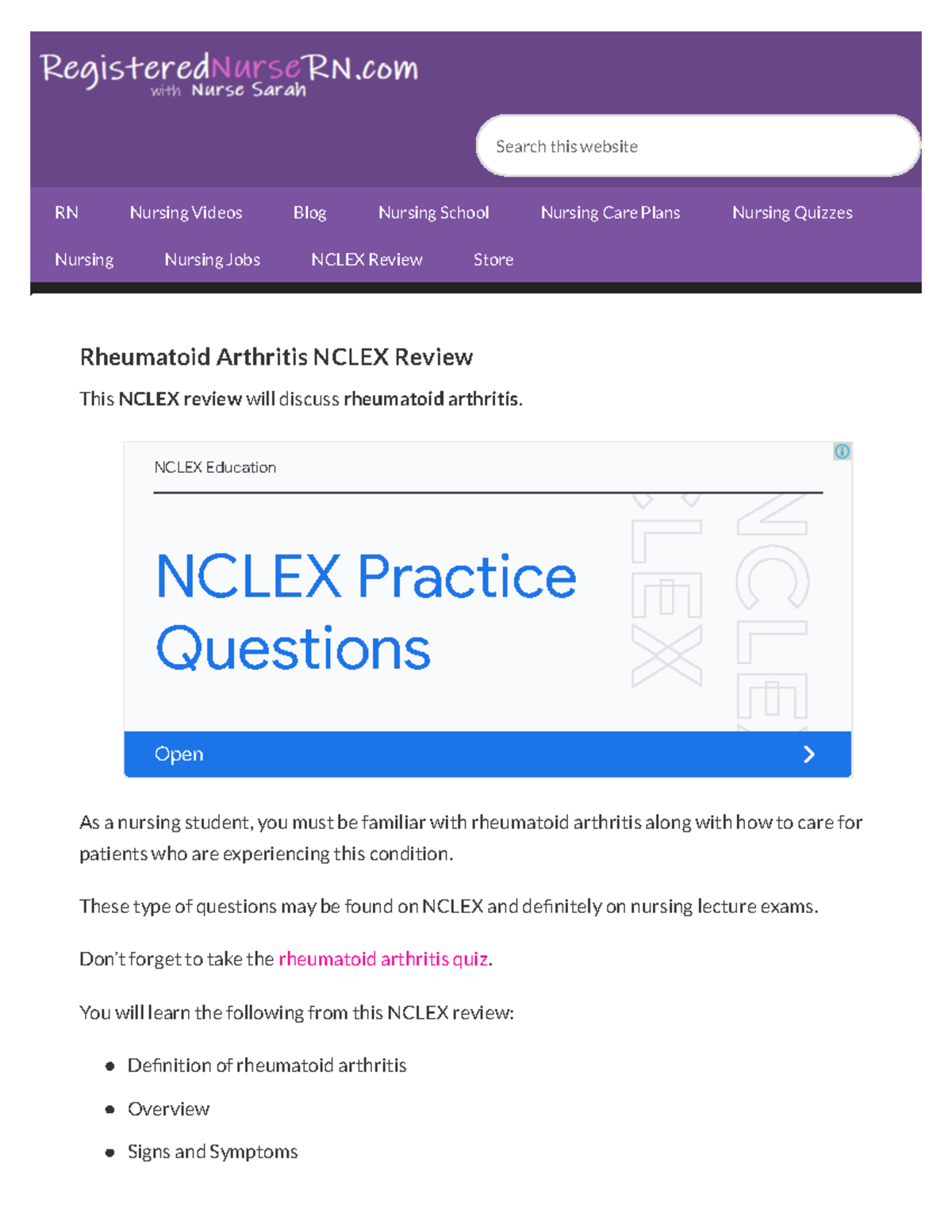Rheumatoid Arthritis Nclex Review - ####### Search this website ...