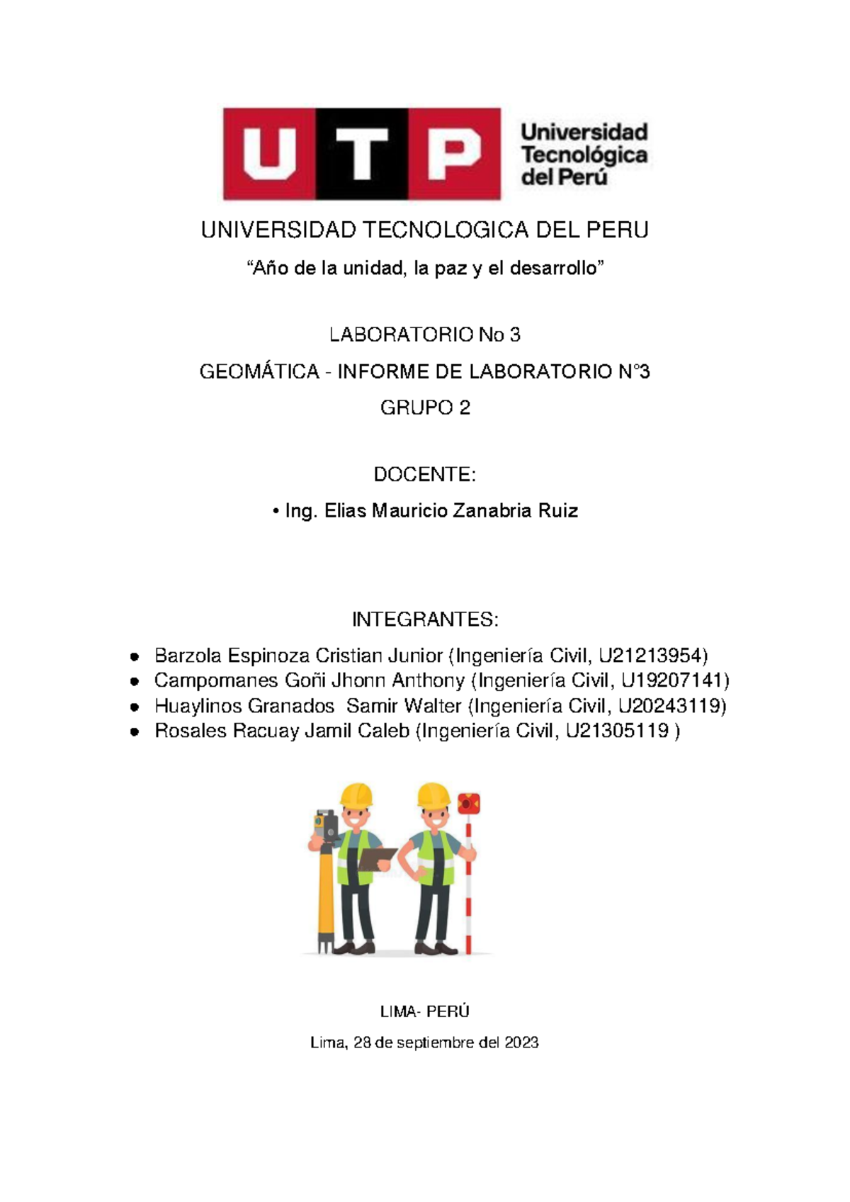 Lab 3 Geomaticaa - laboratorio 3 de geomática - UNIVERSIDAD TECNOLOGICA DEL PERU “Año de la ...