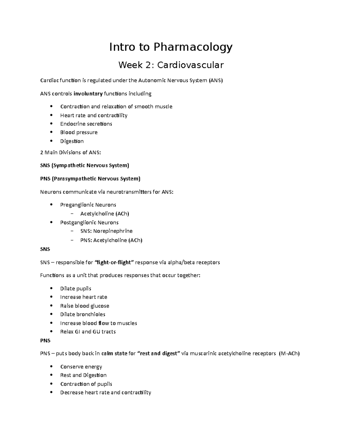 Pharmacology and cardiovascular disease - Intro to Pharmacology Week 2 ...