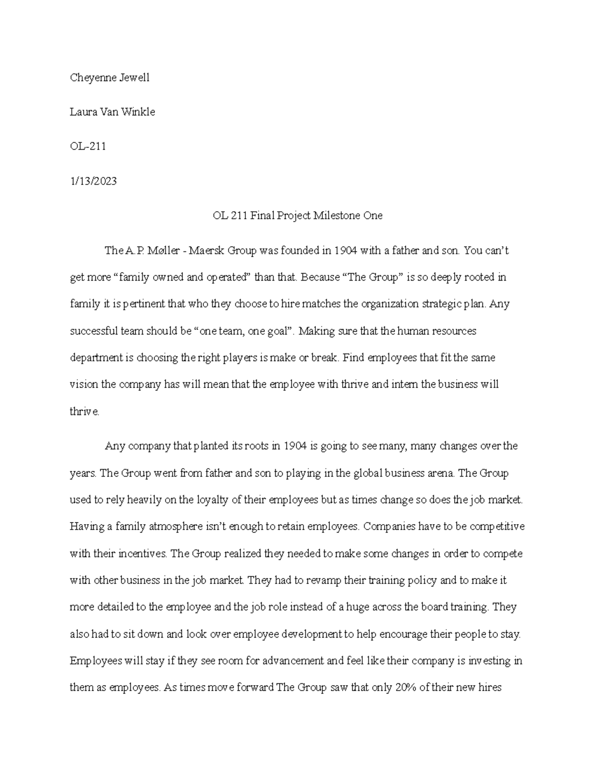 OL 211 Final Project Milestone One - Cheyenne Jewell Laura Van Winkle ...
