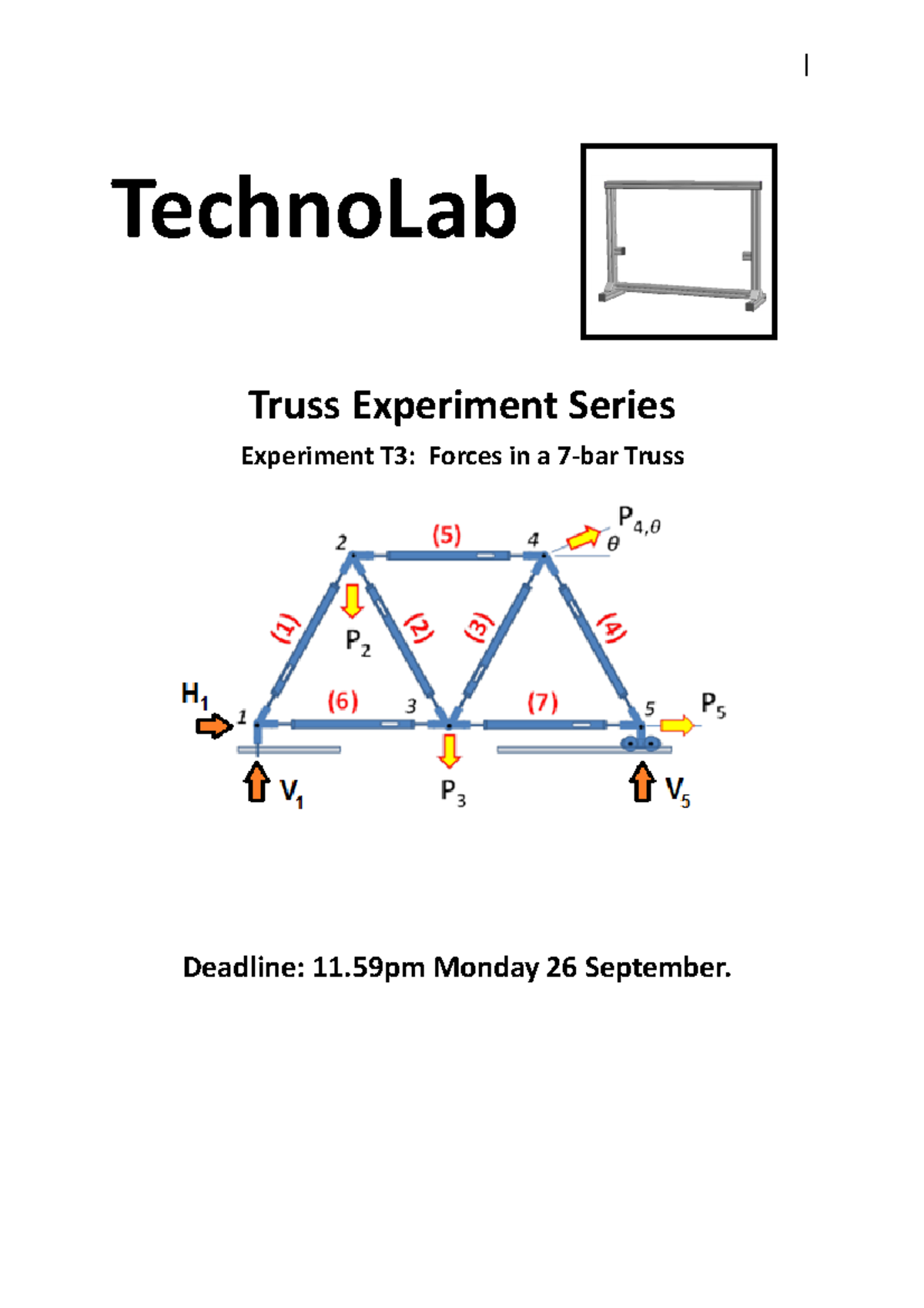 Assignment 3 7 bars 9 - TechnoLab Truss Experiment Series Experiment T3 ...