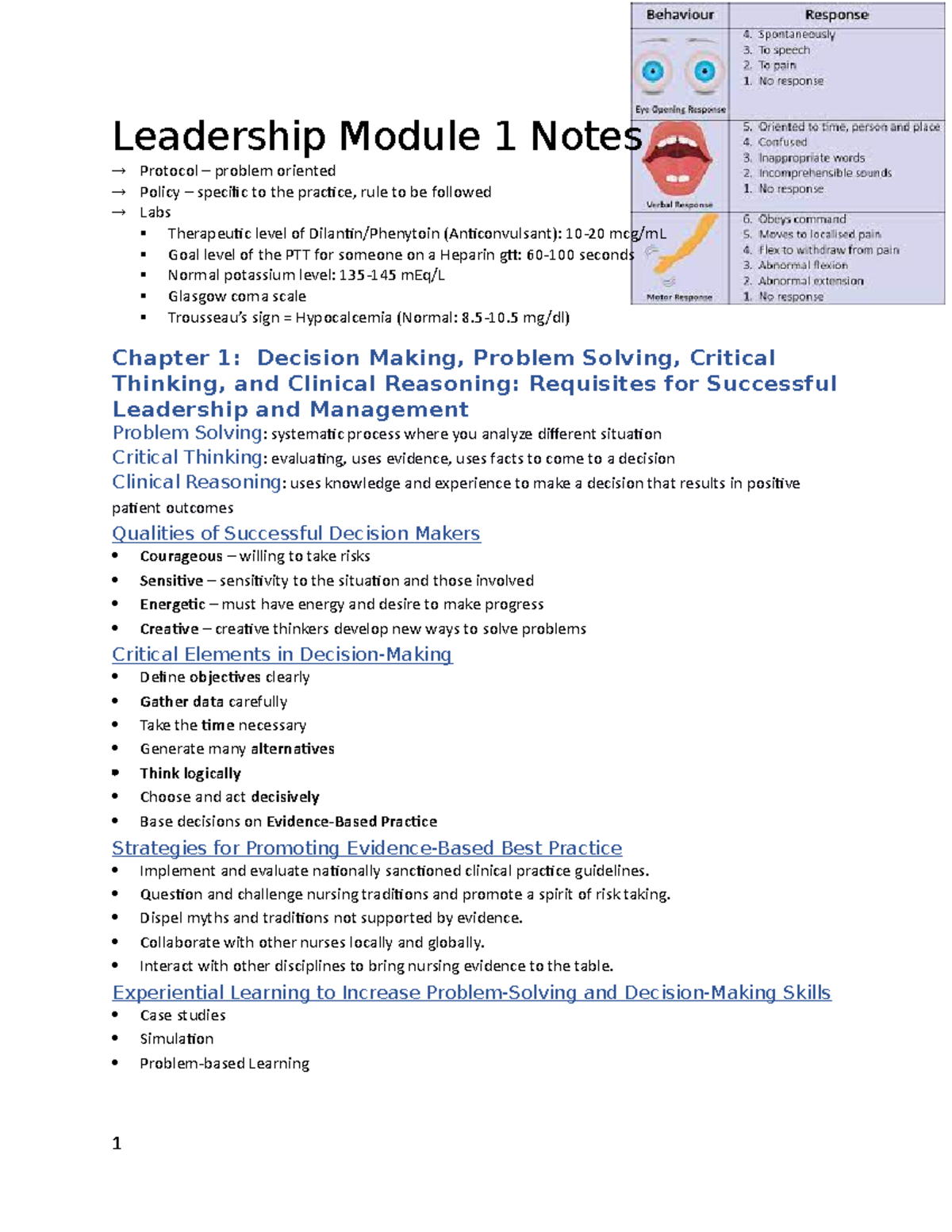 Leadership Module 1 Notes - Leadership Module 1 Notes Protocol ...