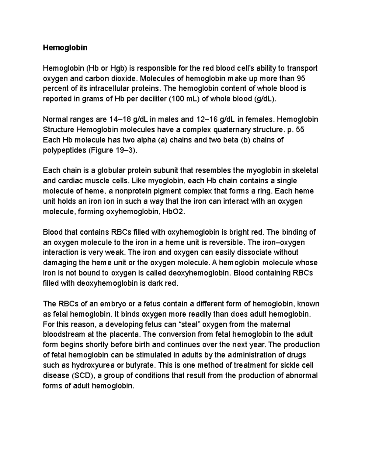Hemoglobin - Lecture notes 41 - Hemoglobin Hemoglobin (Hb or Hgb) is ...