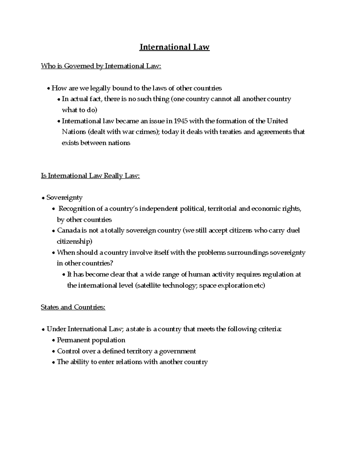 Internation Law - Law - mrs. barrow - International Law Who is Governed ...