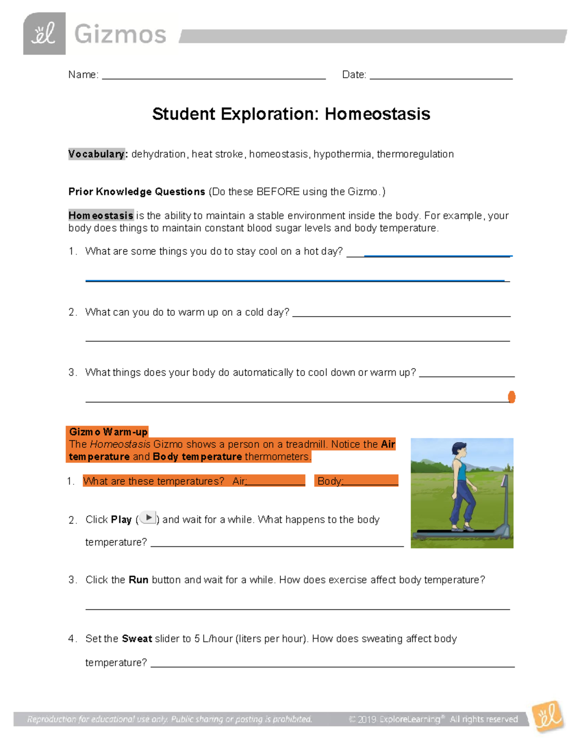 Homeostasis worksheet 1 - 2019 Name: Date: Student Exploration ...