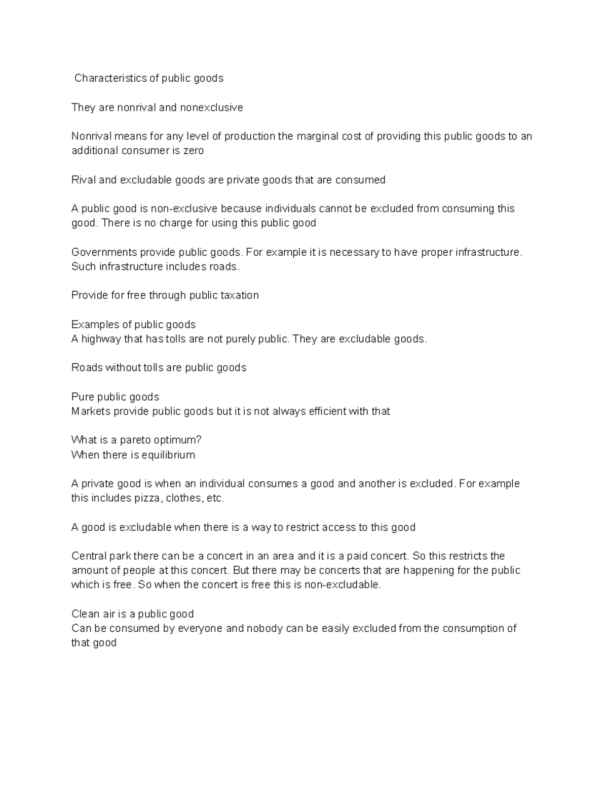 Public goods - micro economics - Characteristics of public goods They ...