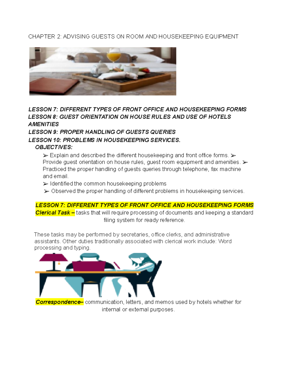 Chapter 2 Advising Guest - CHAPTER 2: ADVISING GUESTS ON ROOM AND ...