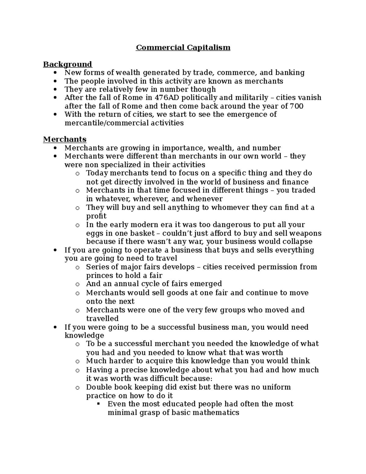 Commercial Capitalism - Commercial Capitalism Background New forms of ...