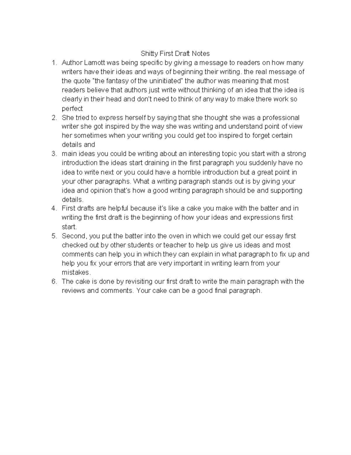 Shitty First Draft Question -3 - Shitty First Draft Notes Author Lamott ...