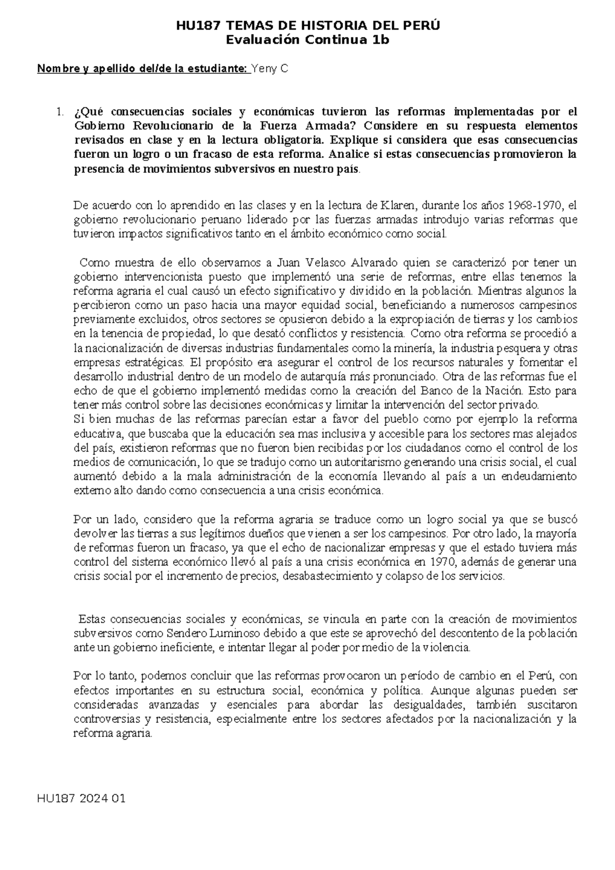 EC1b- Temas DE Historia DEL PERU - HU187 TEMAS DE HISTORIA DEL PERÚ ...