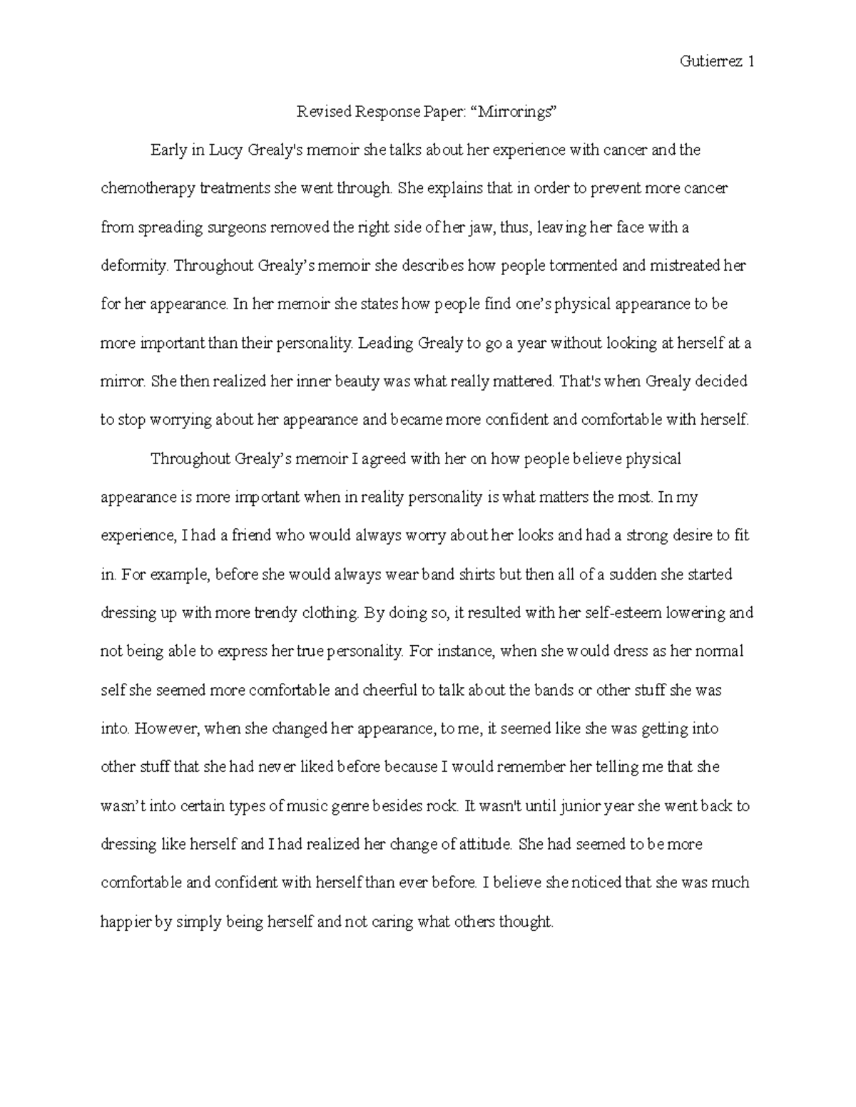 Response Paper Mirrorings - Gutierrez 1 Revised Response Paper ...