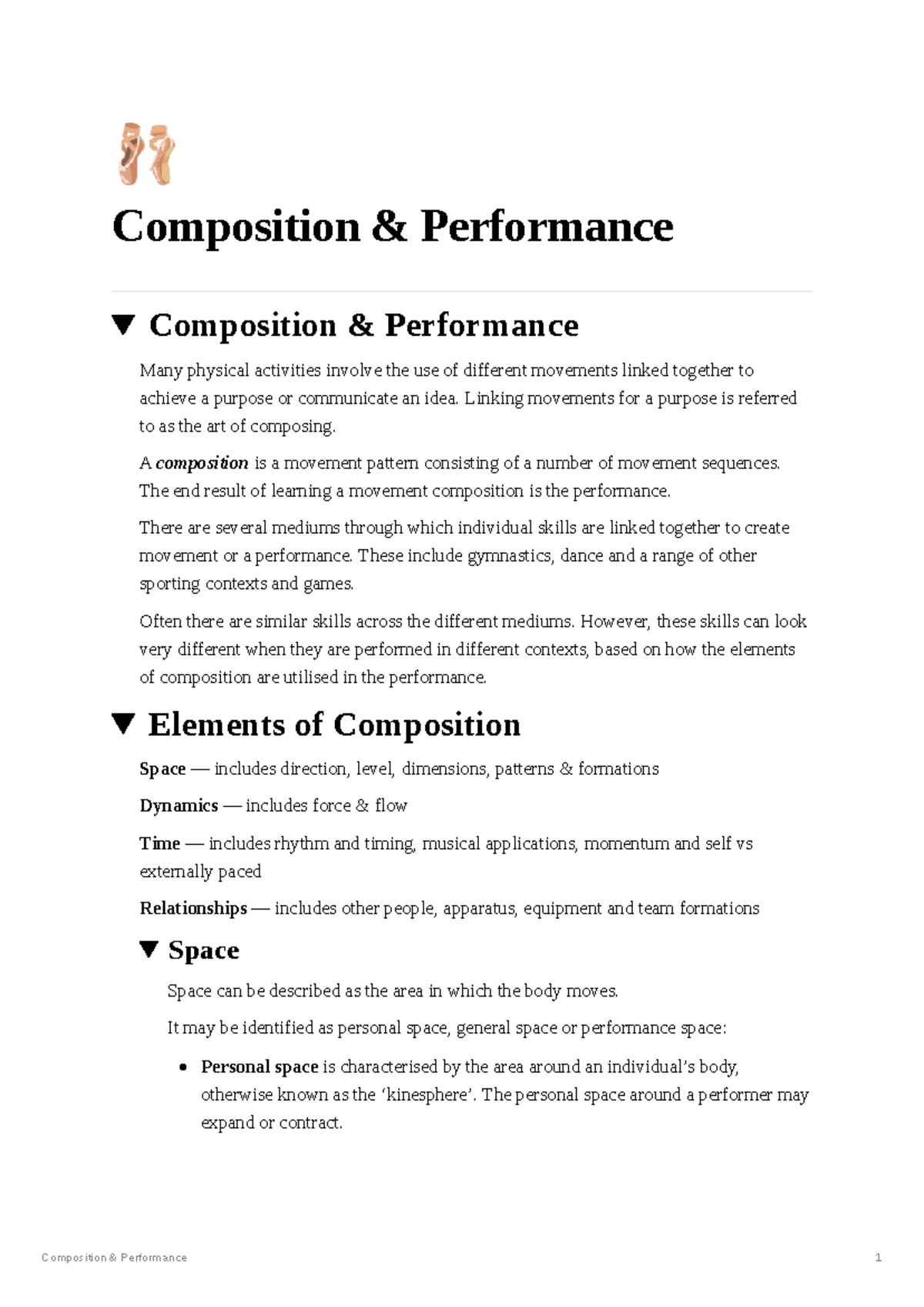 Yr 11 Pdhpe Composition & Performance - 🩰 Composition & Performance ...