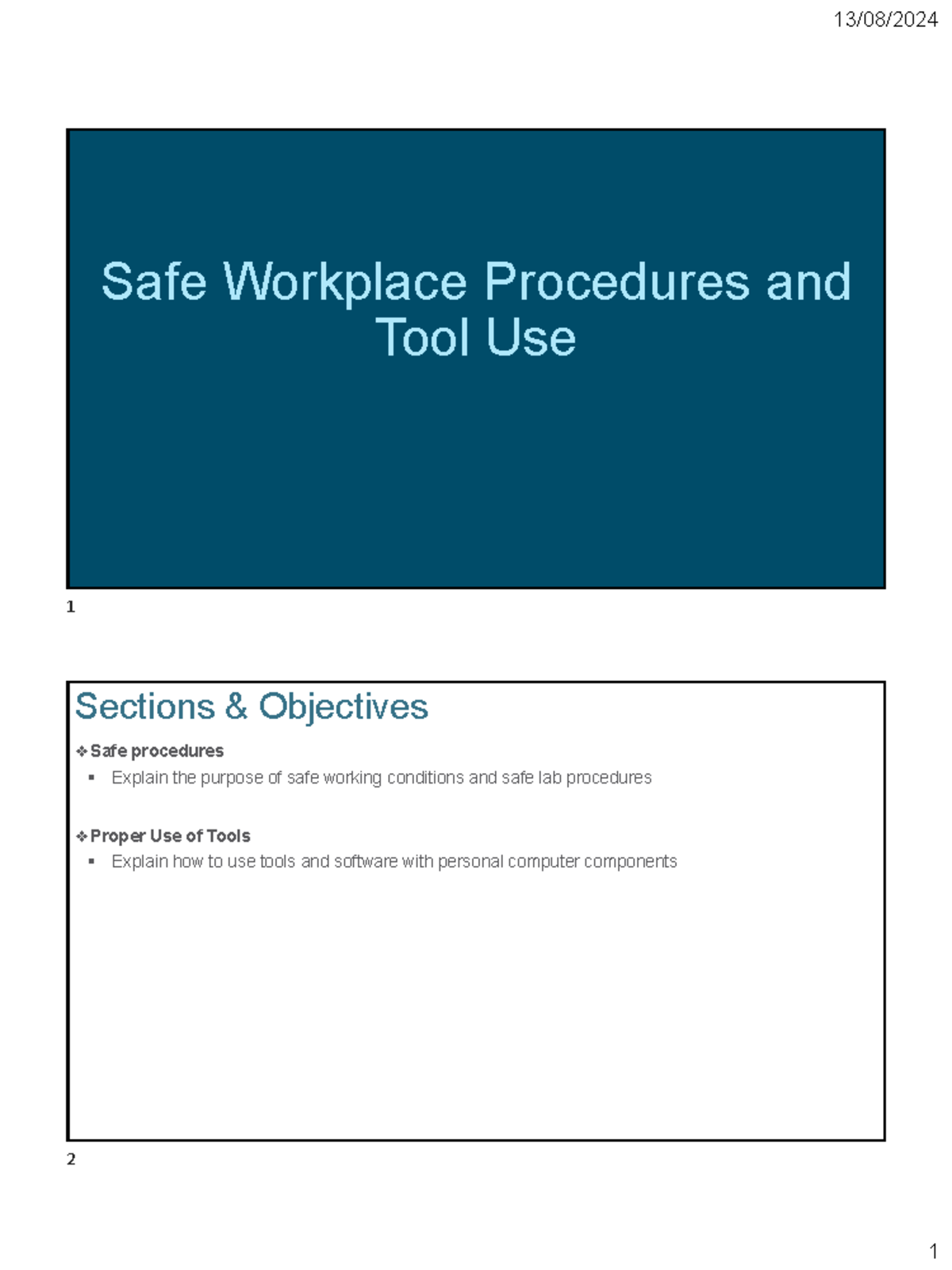 Safe Work Procedures - Safe Workplace Procedures and Tool Use Sections ...