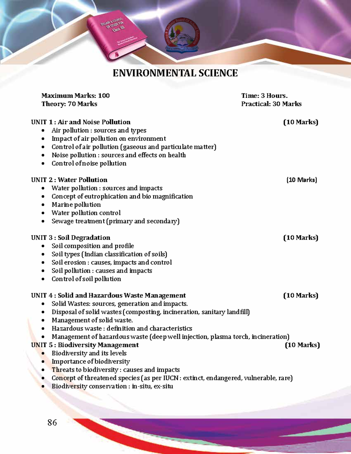 637499917759895166 syllabus 12th revised - 86 ENVIRONMENTAL SCIENCE ...