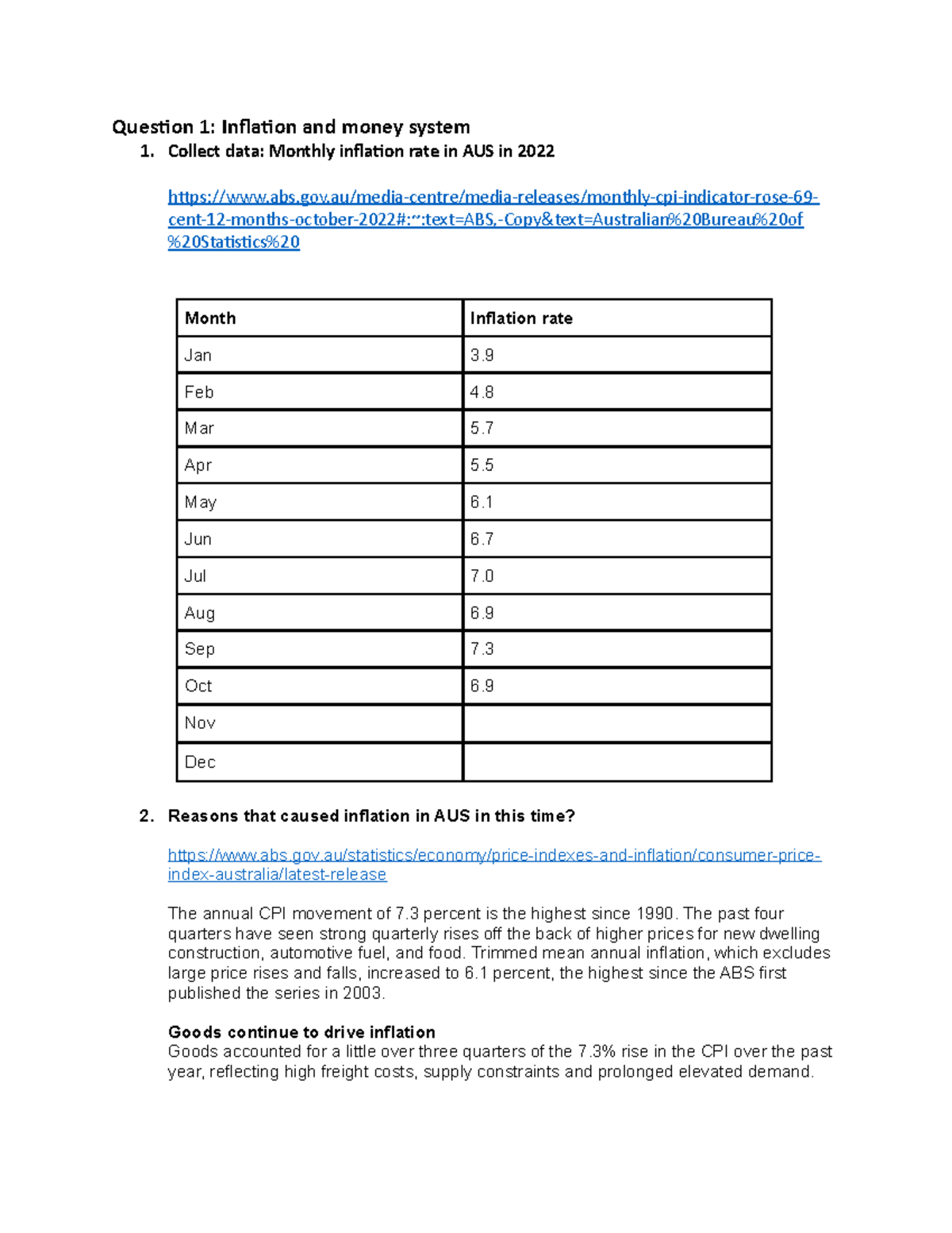 Macro 1 - Question 1: Inflation and money system 1. Collect data ...