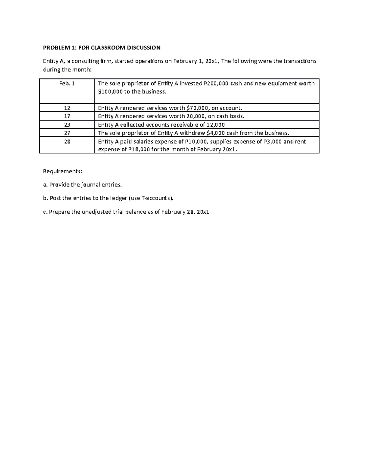 Chapter 7 Problems 1 5 and 8 9 Auto Recovered - PROBLEM 1: FOR ...