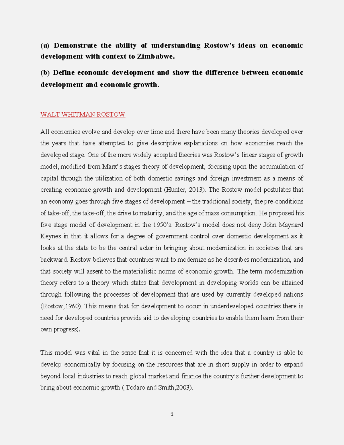 A Demonstrate the ability of understandi - (b) Define economic ...