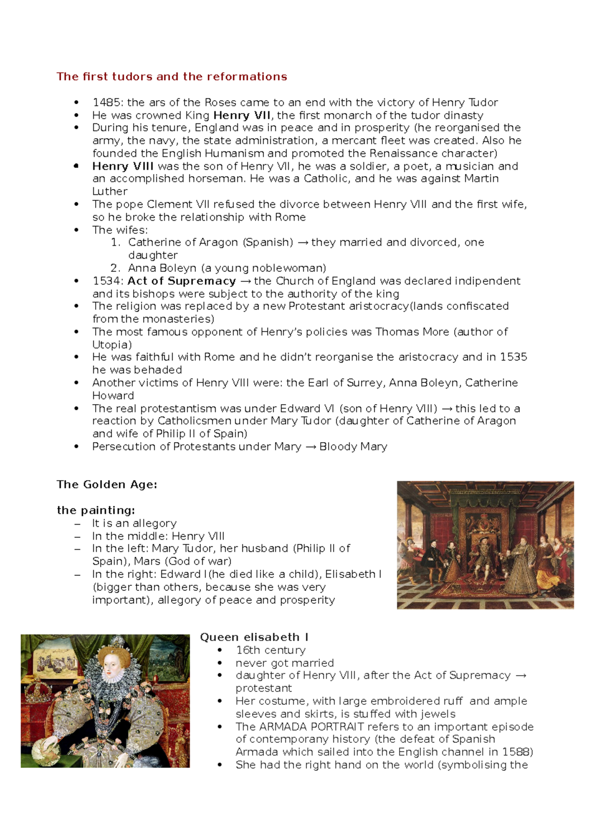 The first tudors and the reformations - Also he founded the English ...