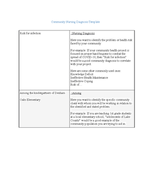 Community Nursing Diagnosis and Goals - Community Nursing Diagnosis ...