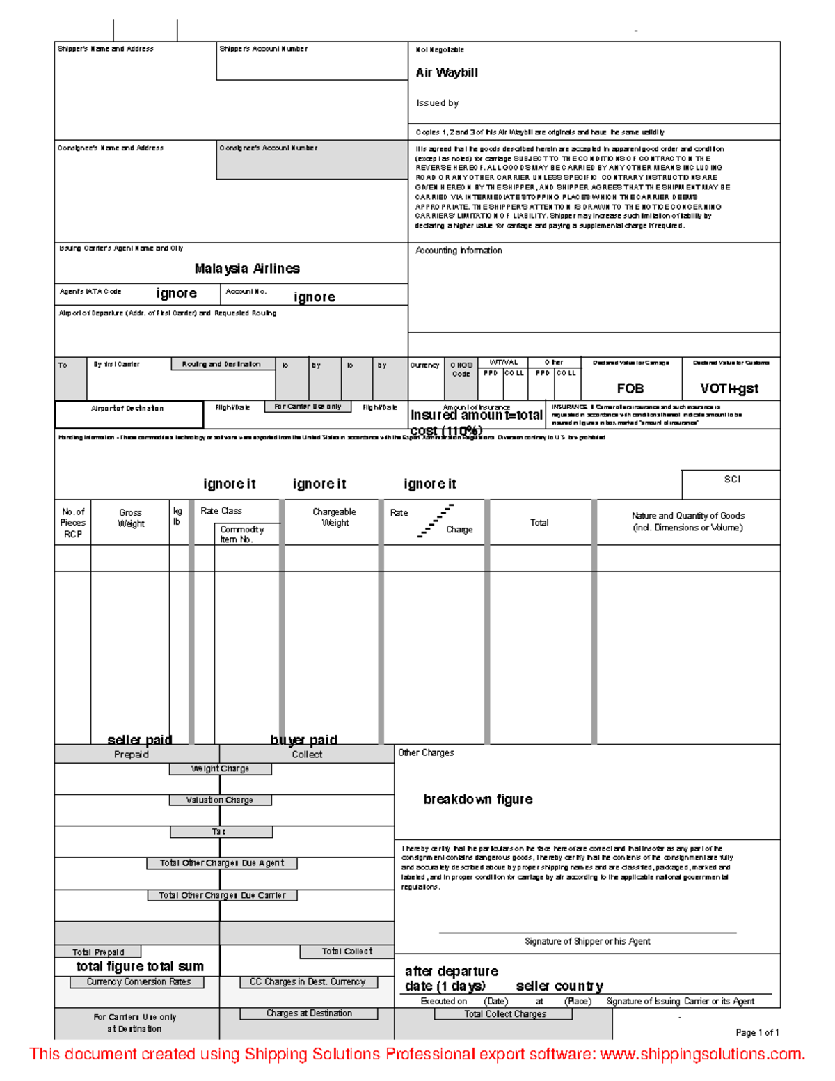 Air Waybill - ALL GOODS MAY BE CARRIED BY ANY OTHER MEANS INCLUDING ...