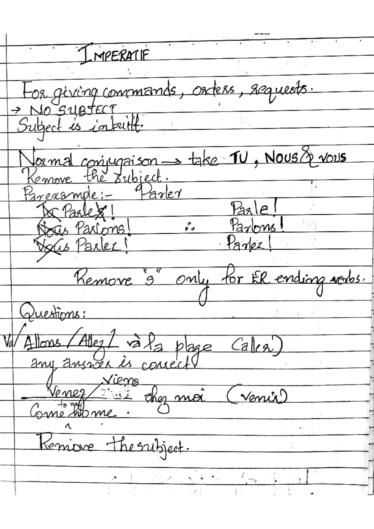 L imperative COD - French - Studocu