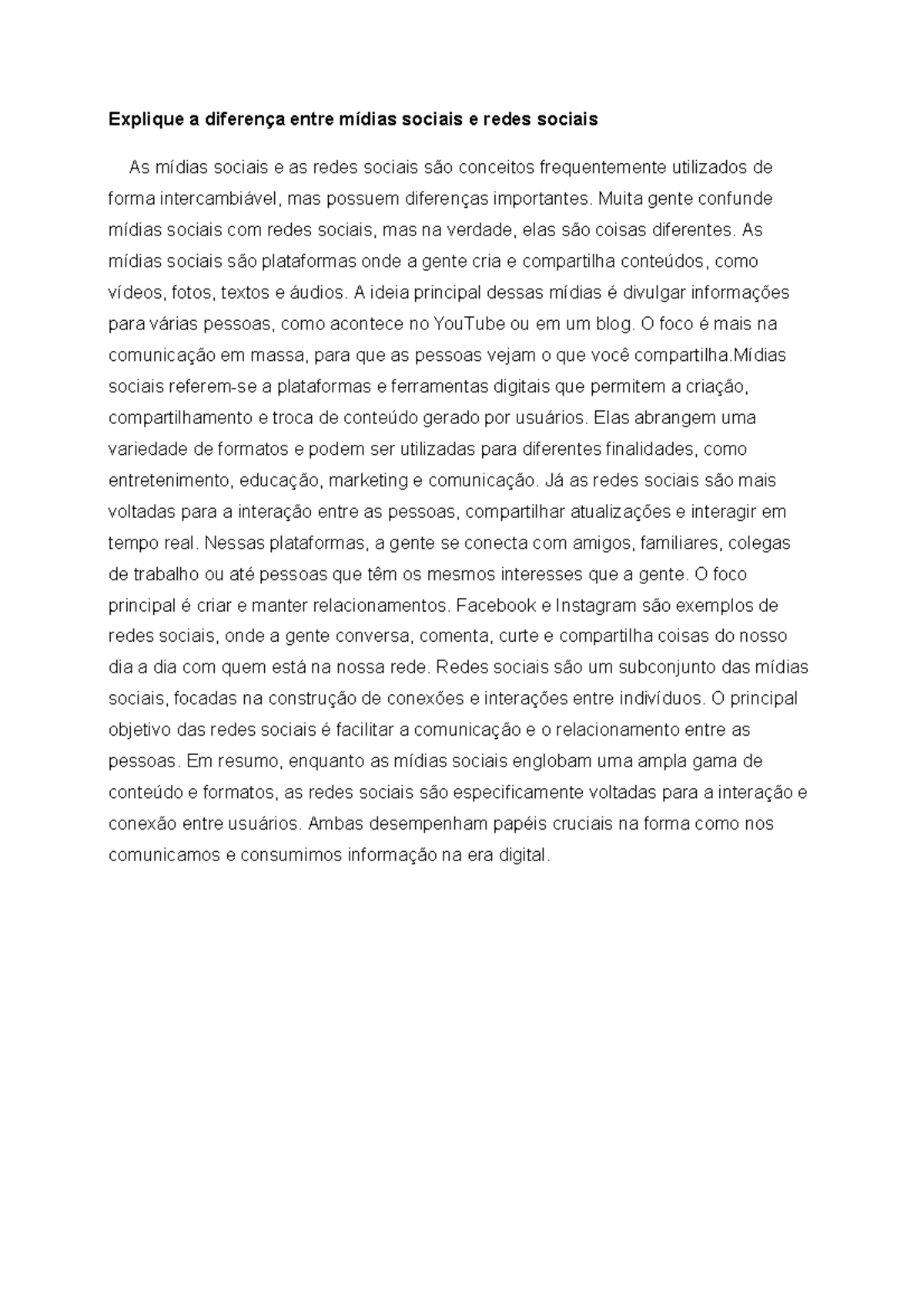 Documento Angela - Hdhdjdjdj - Explique a diferença entre mídias ...